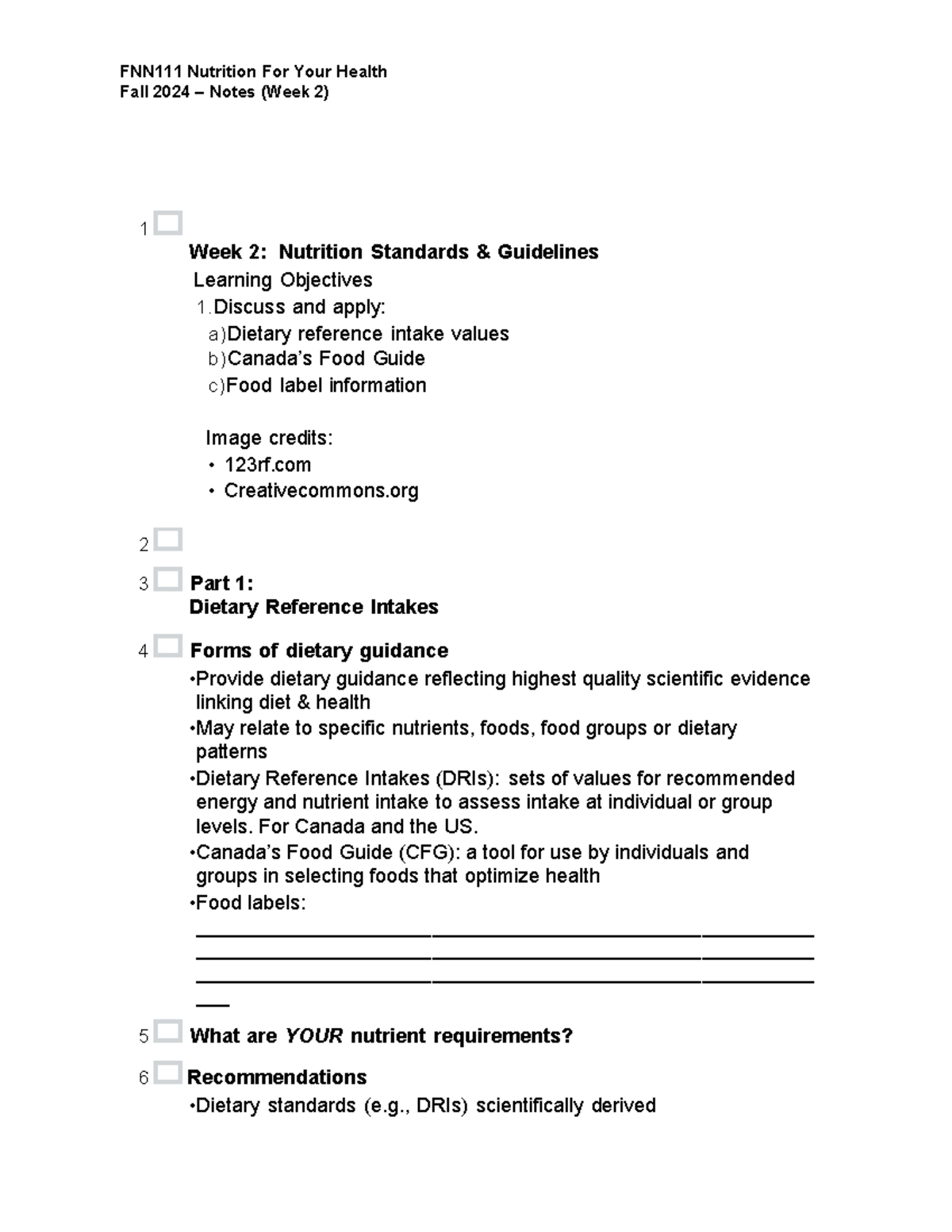 Fall 24 Week 2 Notes Handouts - Fall 2024 – Notes (Week 2) 1 Week 2 ...