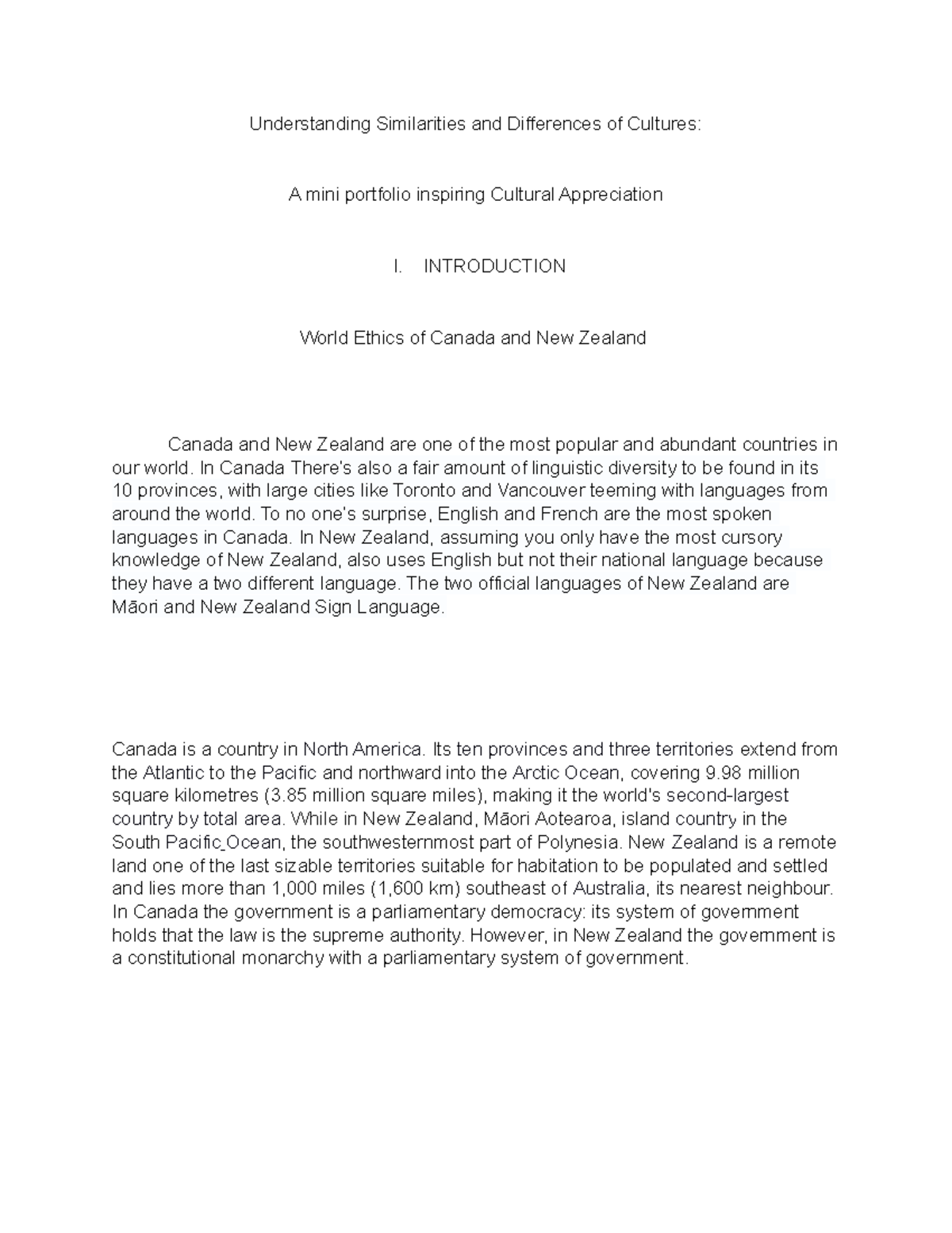 Understanding Similarities and Differences of Cultures - INTRODUCTION ...