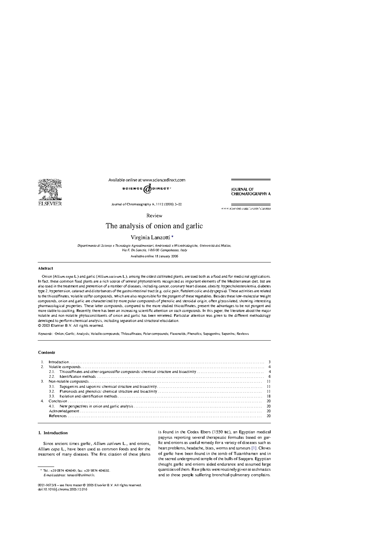 Lanzotti+JCA+2006 - N/A - Journal of Chromatography A, 1112 (2006) 3 ...