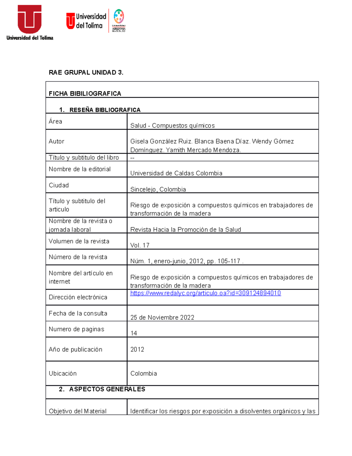 3. RAE Grupal Tutoria 3 - FORMATO RAE DE LECTURAS VISTAS EN CLASE - RAE GRUPAL UNIDAD 3. FICHA ...