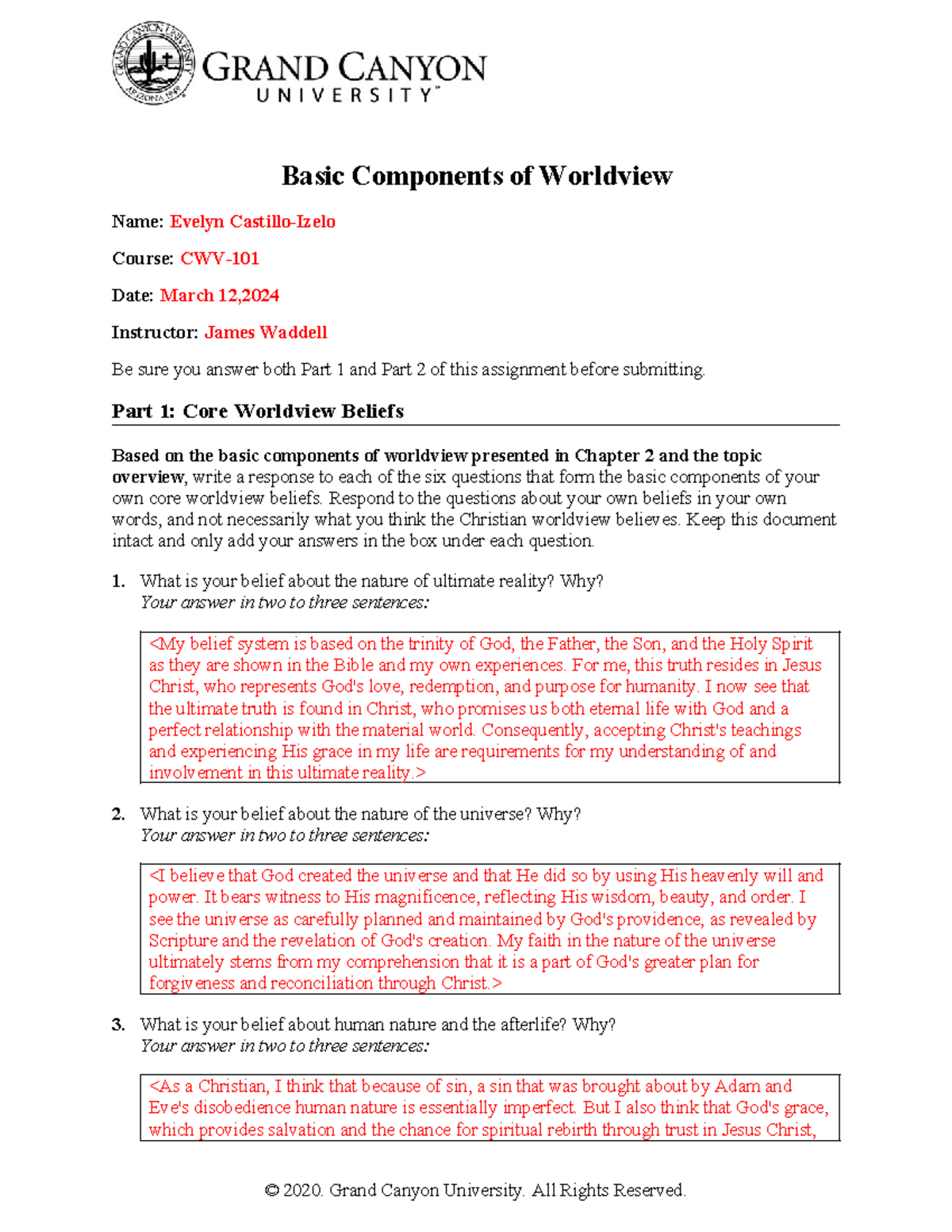 CWV-101 Basic Components of Worldview - Basic Components of Worldview ...