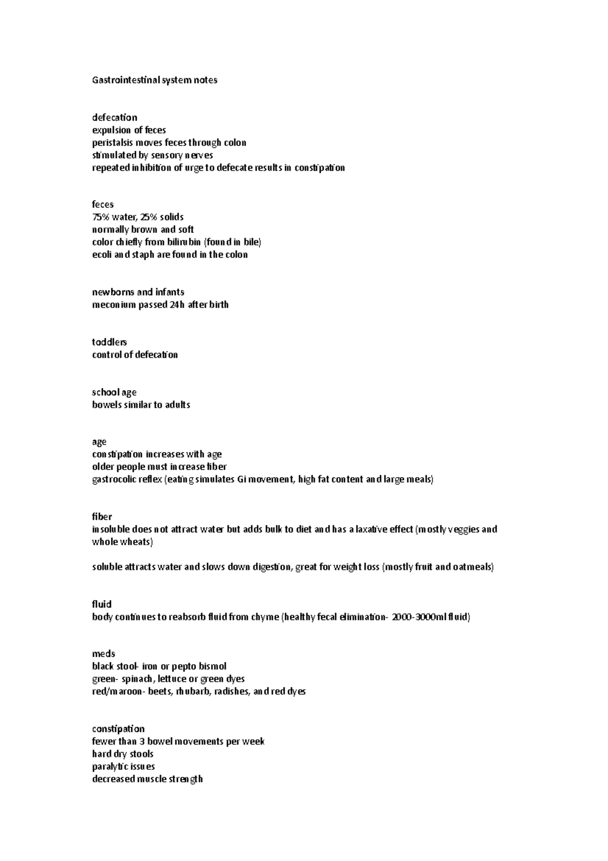 Gastrointestinal system notes - Gastrointestinal system notes ...