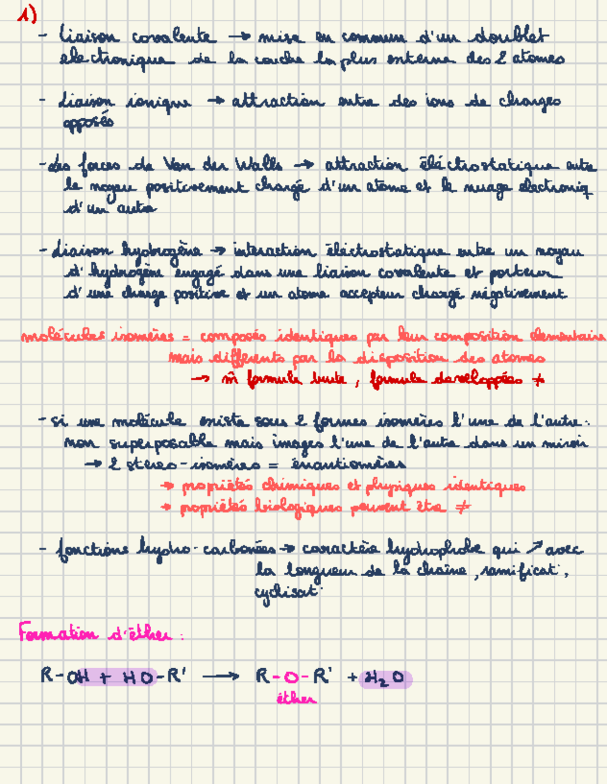 Fiche revision - base de la bioch (reactions chimiques) - Liaison ...