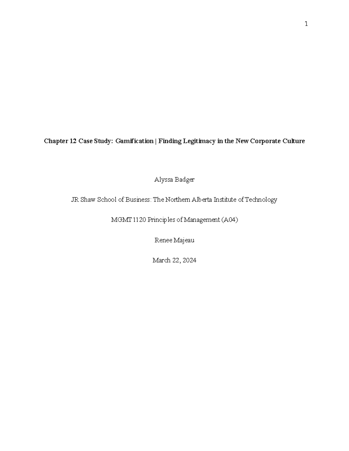 Chapter 12 Case Study Report - Gamification - Chapter 12 Case Study: Gamification | Finding ...