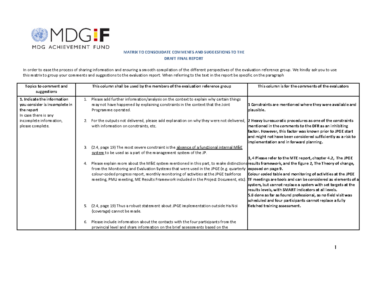 00071329 - Unjpgender MDGF - Eval Comments Matrix - MATRIX TO ...