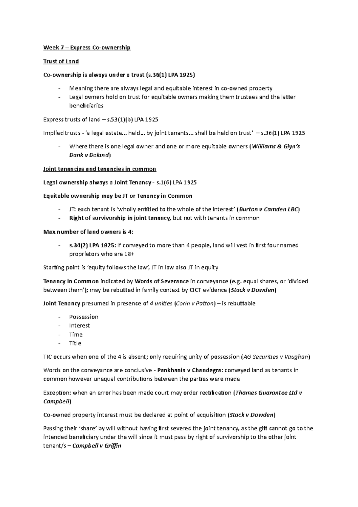 Week 7 - Express Co-ownership - Week 7 – Express Co-ownership Trust of ...