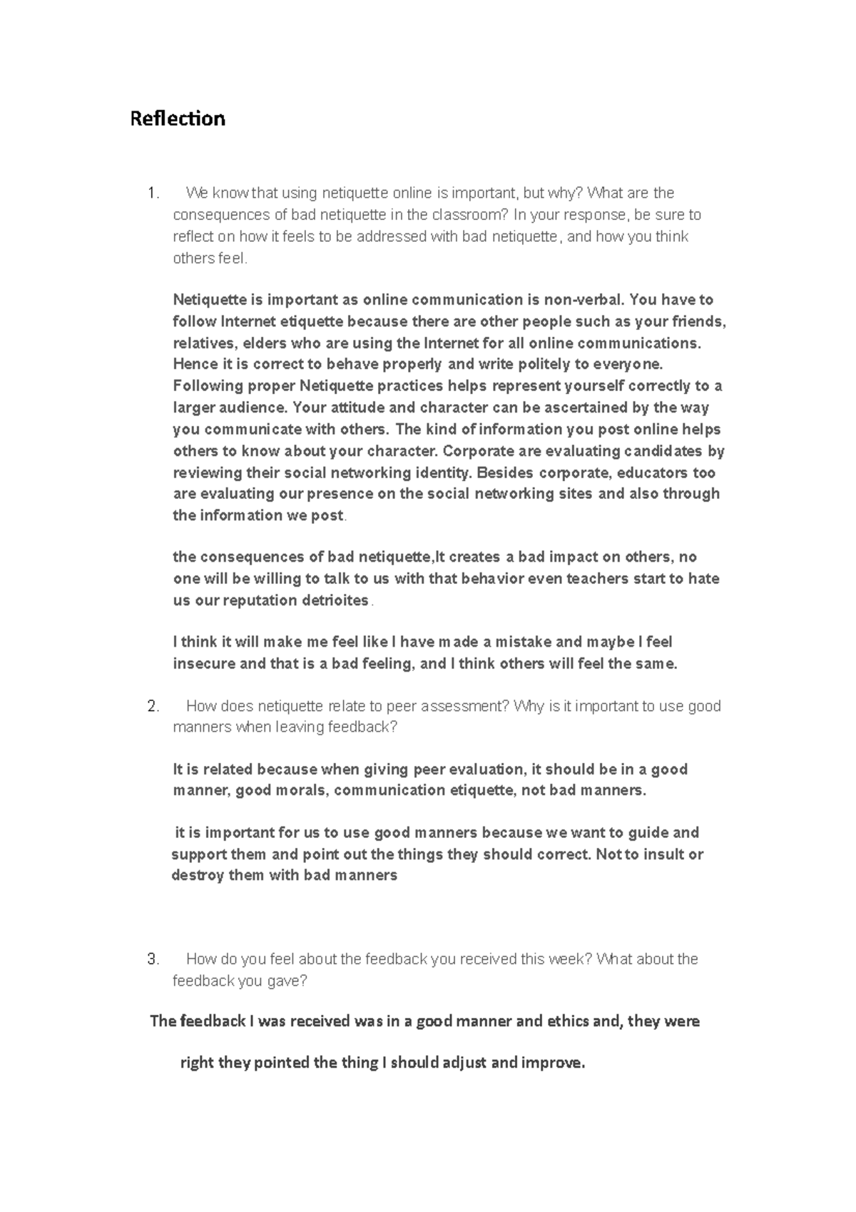 Reflection-1 - this is english - Reflection We know that using ...