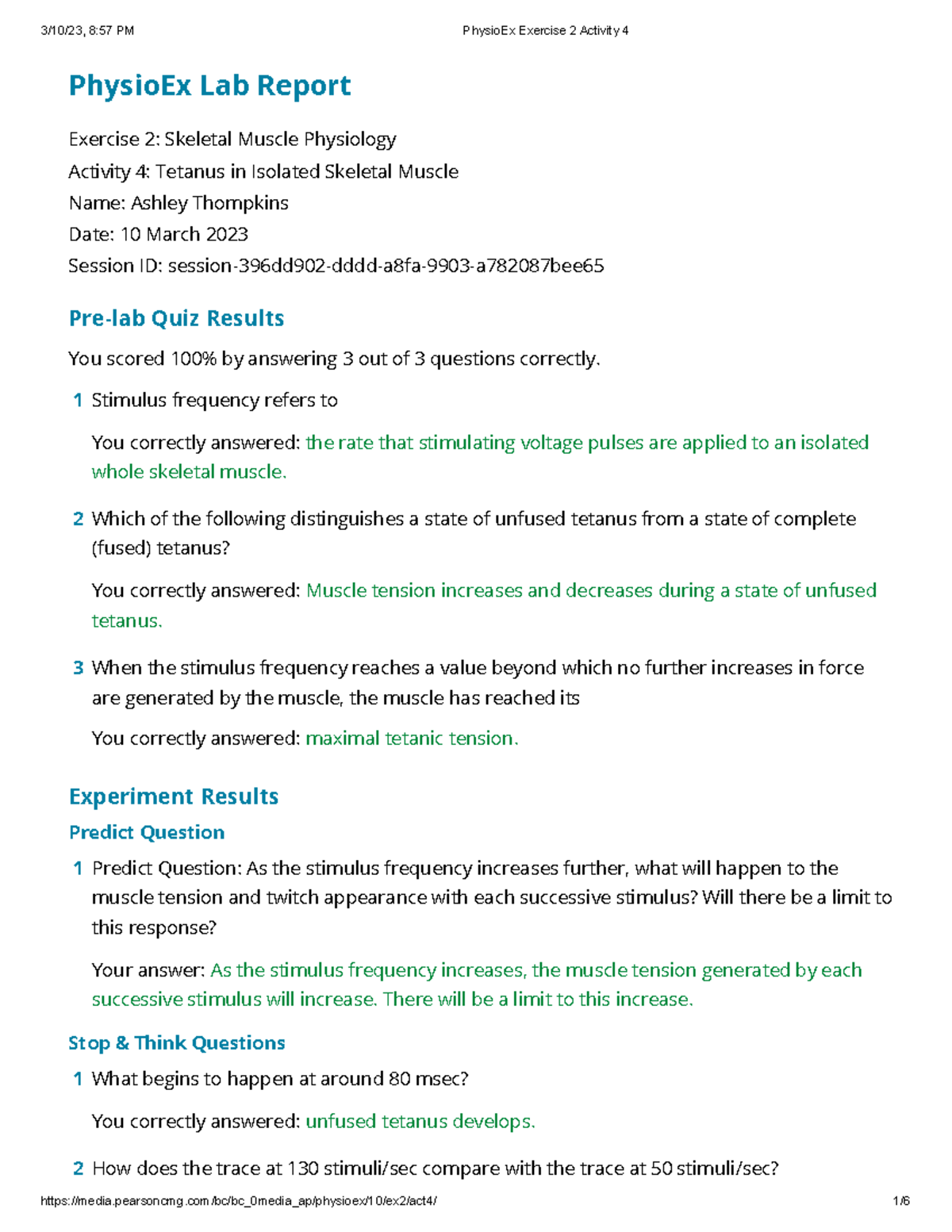 Physio Ex Exercise 2 Activity 4 - PhysioEx Lab Report Exercise 2 ...