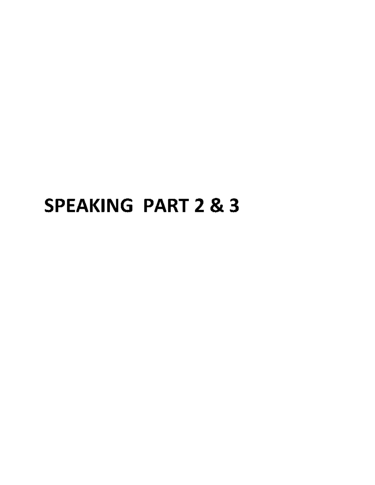 Speaking PART 2-3 - ZIM SPEAKING PART 2 & TABLE OF CONTENTS IELTS PART ...