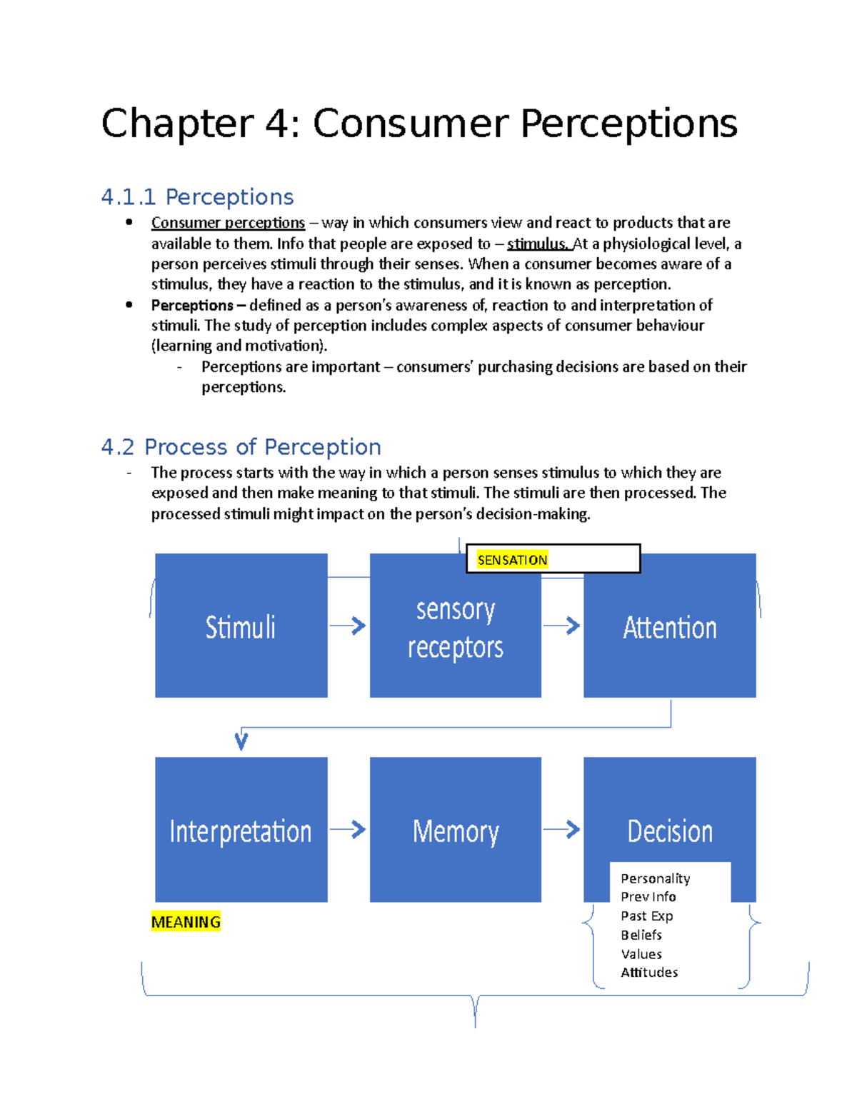 Chapter 4 - Consumer Perceptions - 1 Perceptions Consumer perceptions ...