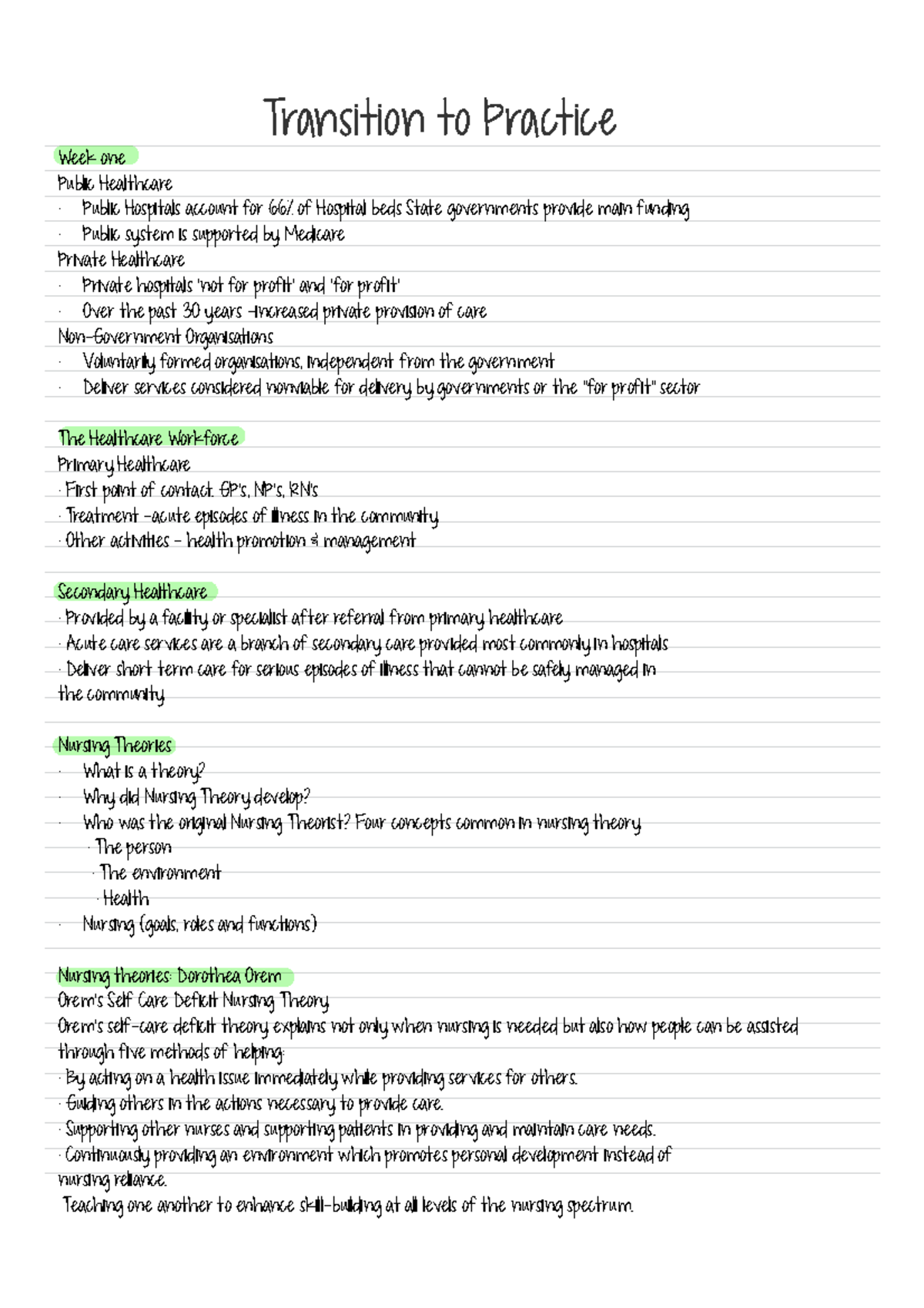 Transition to practise Weeks 1 - Transition to Practice Week one Public ...