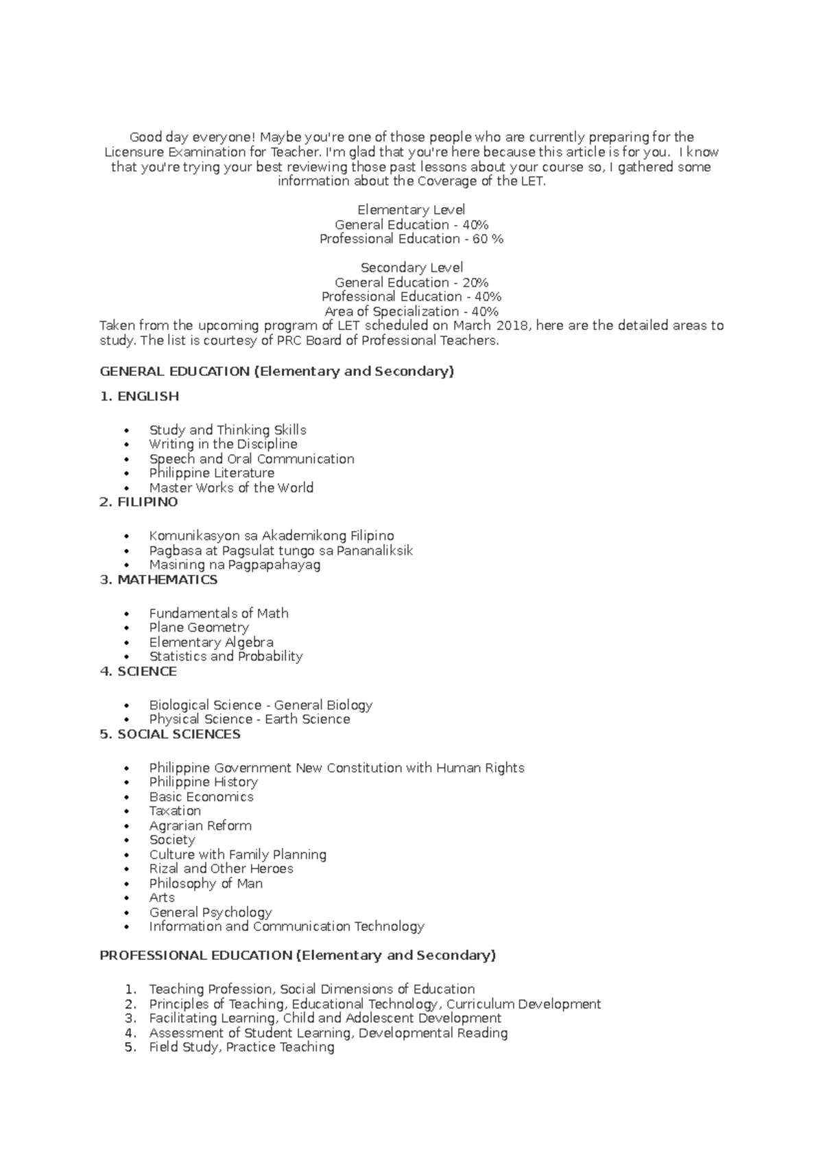 GEN. ED 1 - I hope this helps - Good day everyone! Maybe you're one of ...