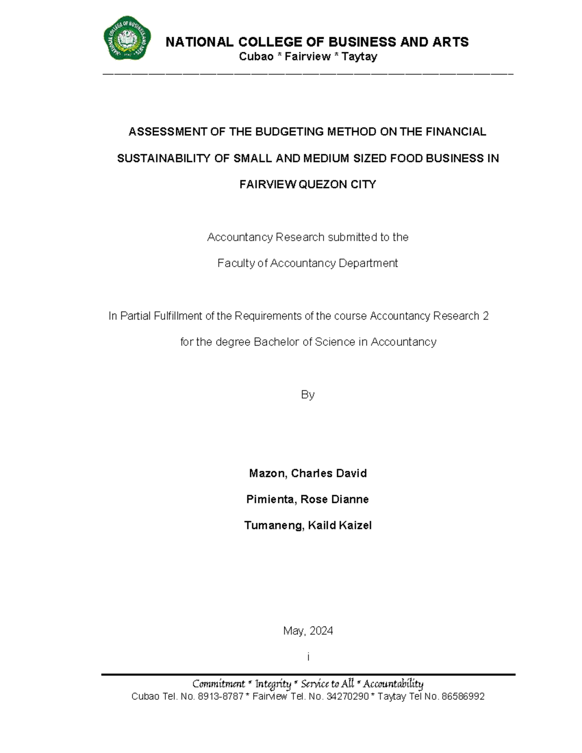 Research-II - For research purposes - Cubao * Fairview * Taytay Cubao ...