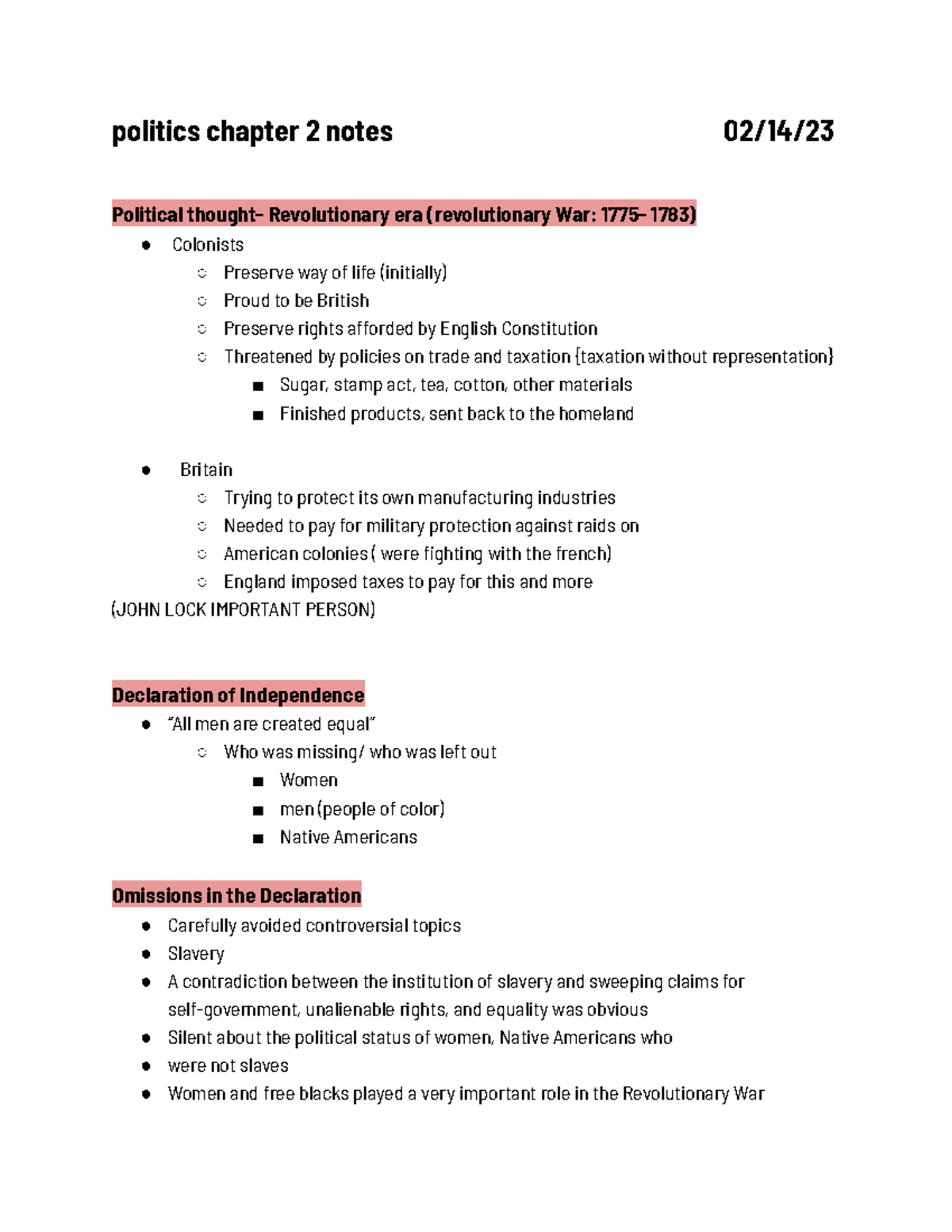 Politics chapter 2 notes - politics chapter 2 notes 02/14/ Political ...