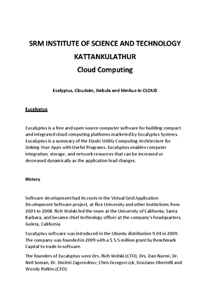 Design Principles OF Computer Clusters - SRM Institute of Science and Technology Unit- DESIGN ...