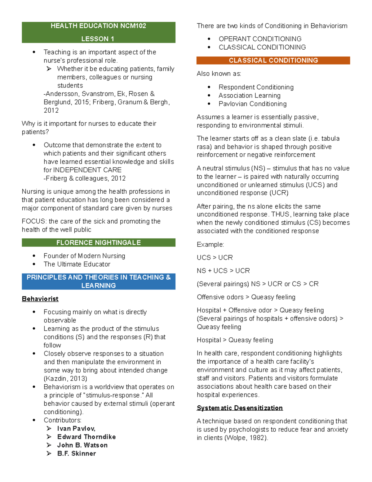 Health Education 1 - HEALTH EDUCATION NCM LESSON 1 Teaching is an ...