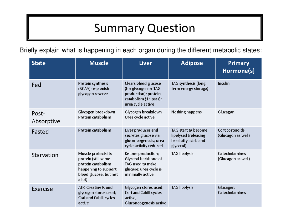Summary Slide Metabolic Integration - Briefly explain what is happening ...