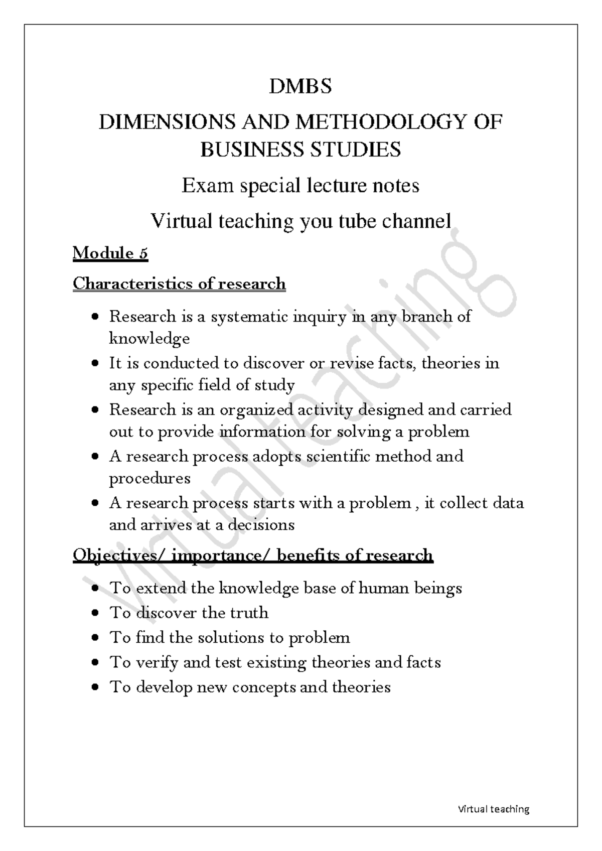 DMBS module 5 - Stdtty - Virtual teaching DMBS DIMENSIONS AND ...