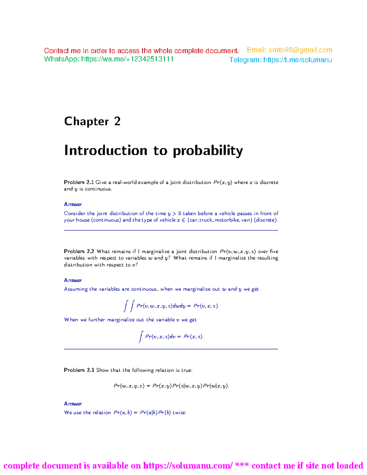 Sample for Solution Manual Computer Vision by Simon Prince - Chapter 2 ...