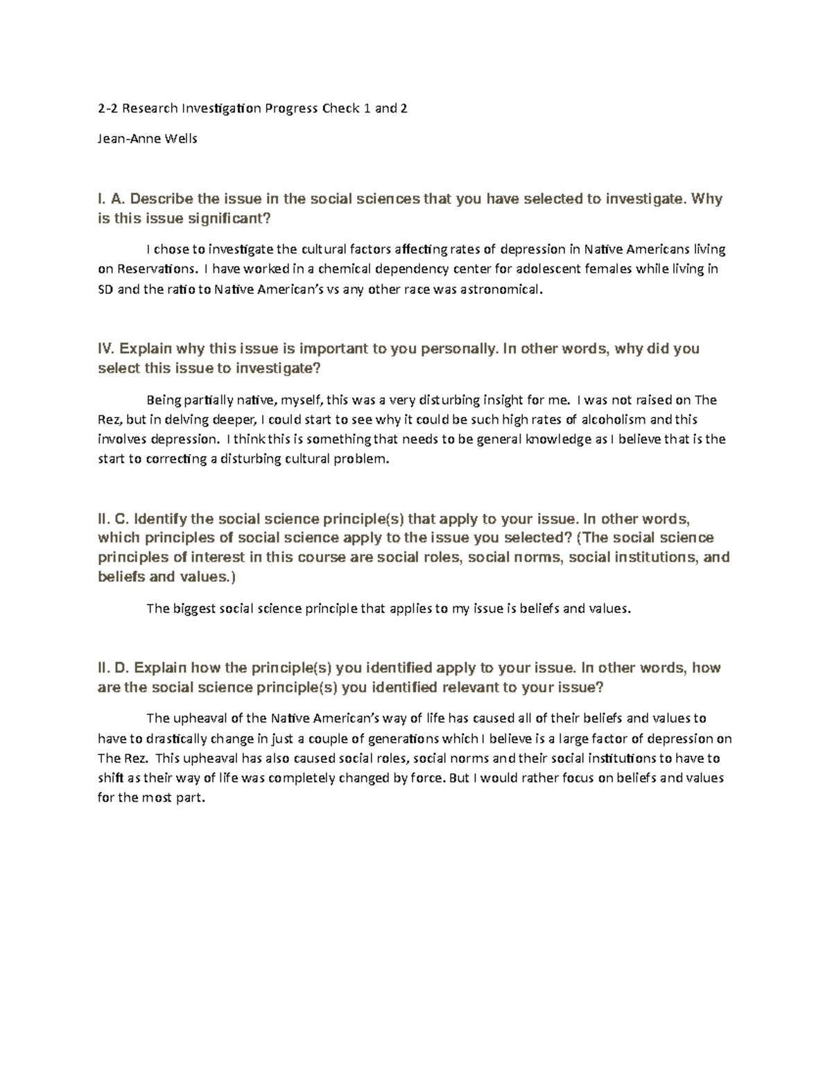 2-2 Research Investigation Progress Check 1 - A. Describe the issue in ...