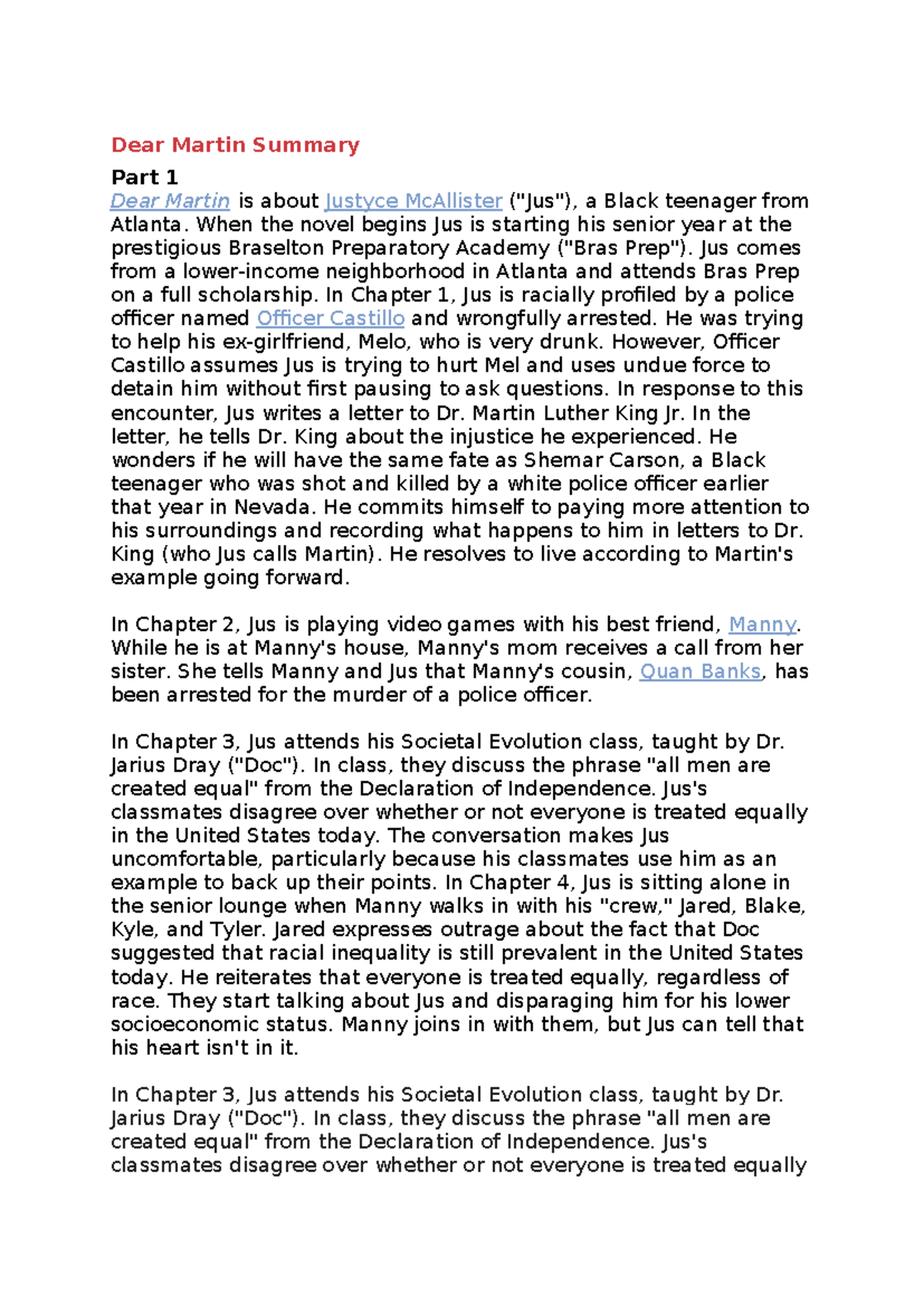 Dear Martin Summary - Dear Martin Summary Part 1 Dear Martin is about ...