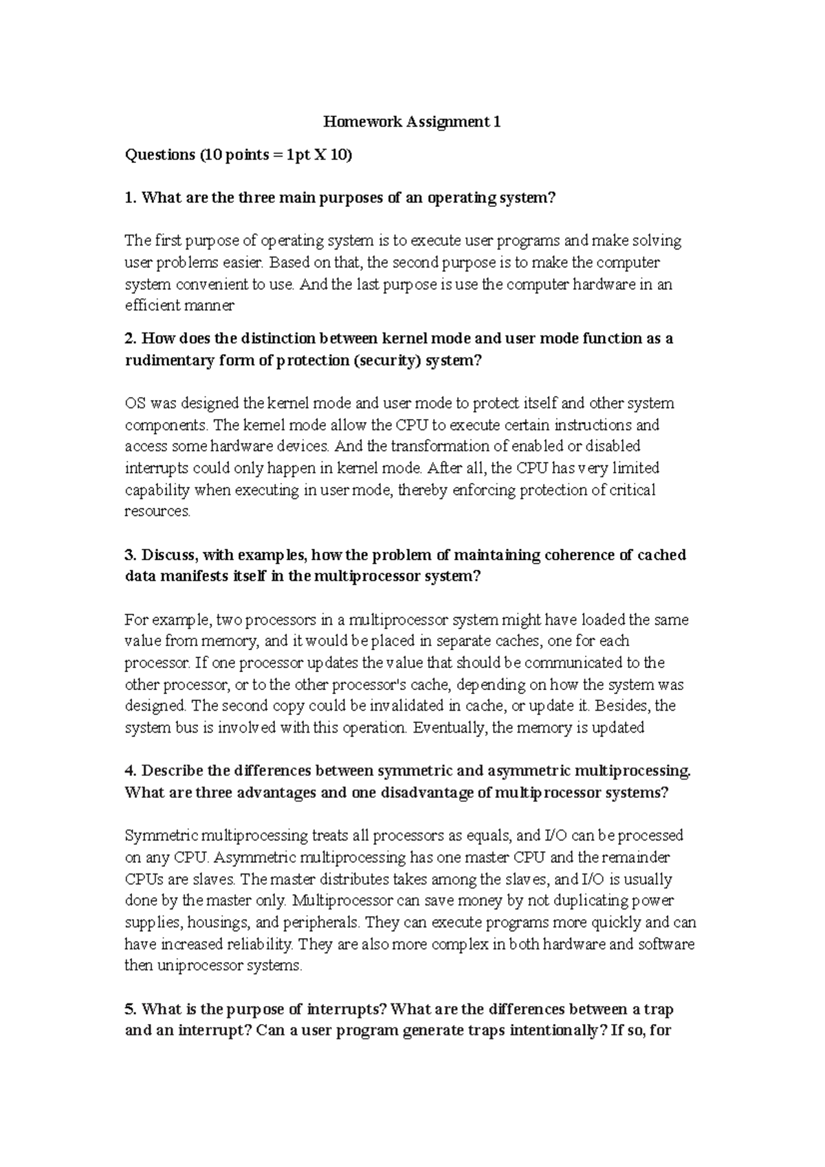 CSC 4103 HW1 - CSC4103 hw1 - Homework Assignment 1 Questions (10 points ...