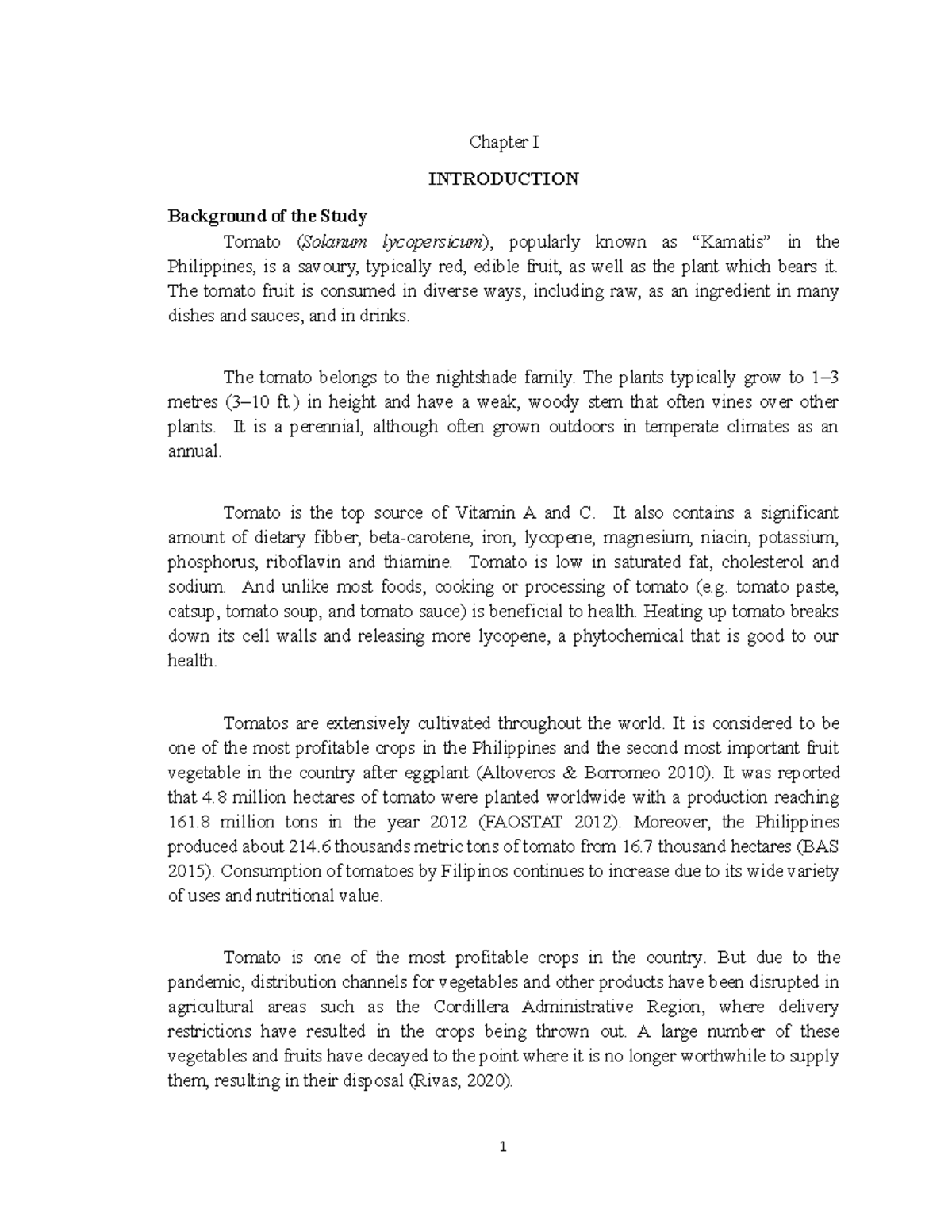 Chapter 1-5 - Research - Chapter I INTRODUCTION Background of the Study ...