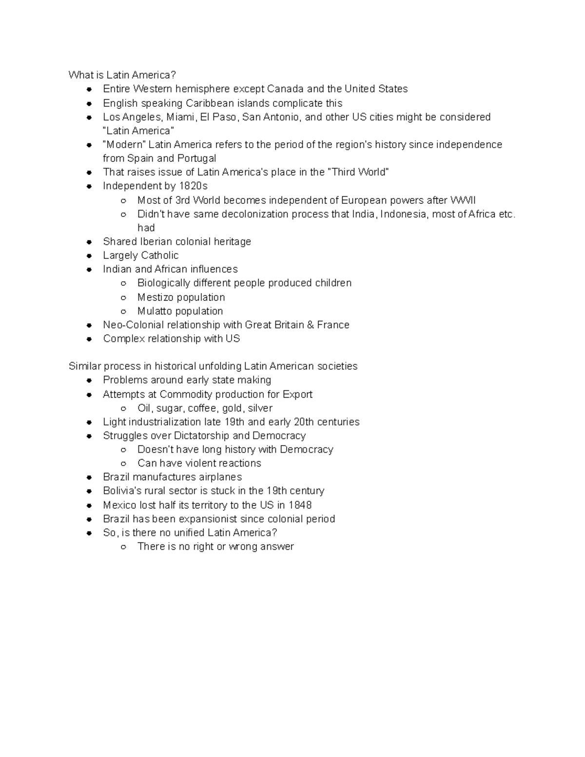 Introduction Notes - What is Latin America? Entire Western hemisphere ...