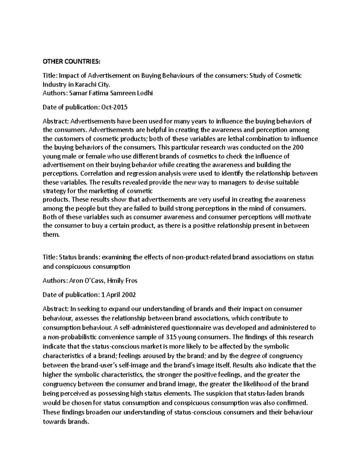 RRL - Review of related literature about an advertisement - OTHER ...