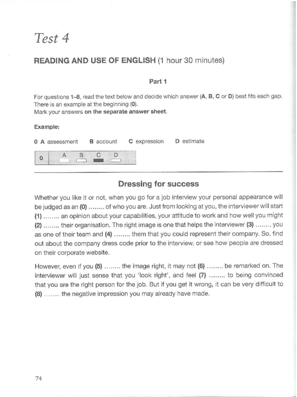 Reading and Use of English Success CAE 2 - Test 4 READING AND USE OF ...