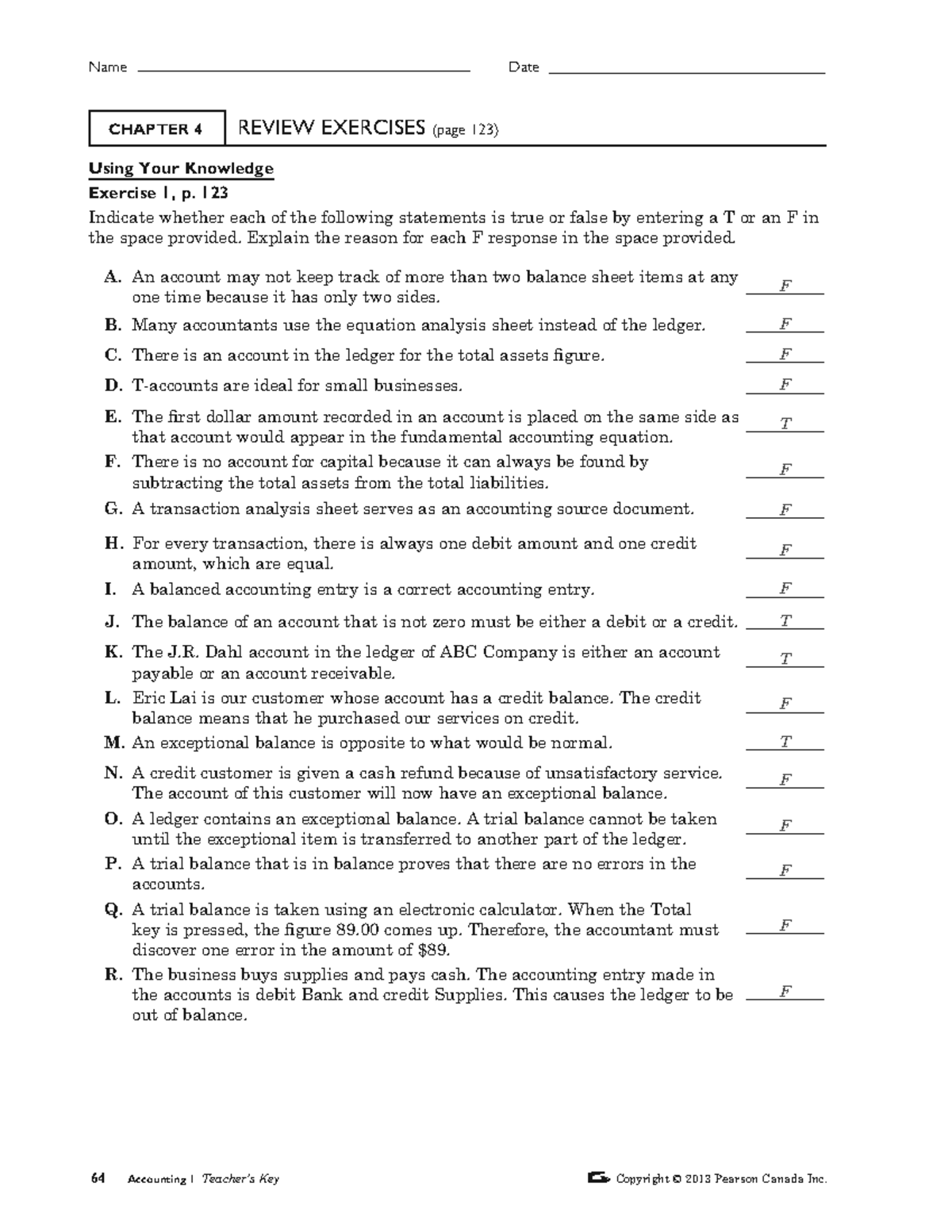 64-66 - Cczhb - Name Date CHAPTER 4 REVIEW EXERCISES (page 123) Using ...