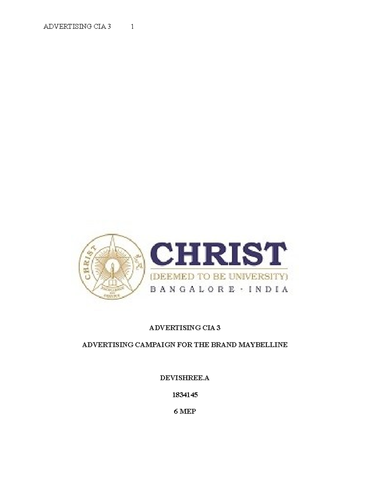 Advertising CIA 3-1834145 - ADVERTISING CIA 3 1 ADVERTISING CIA 3 ...