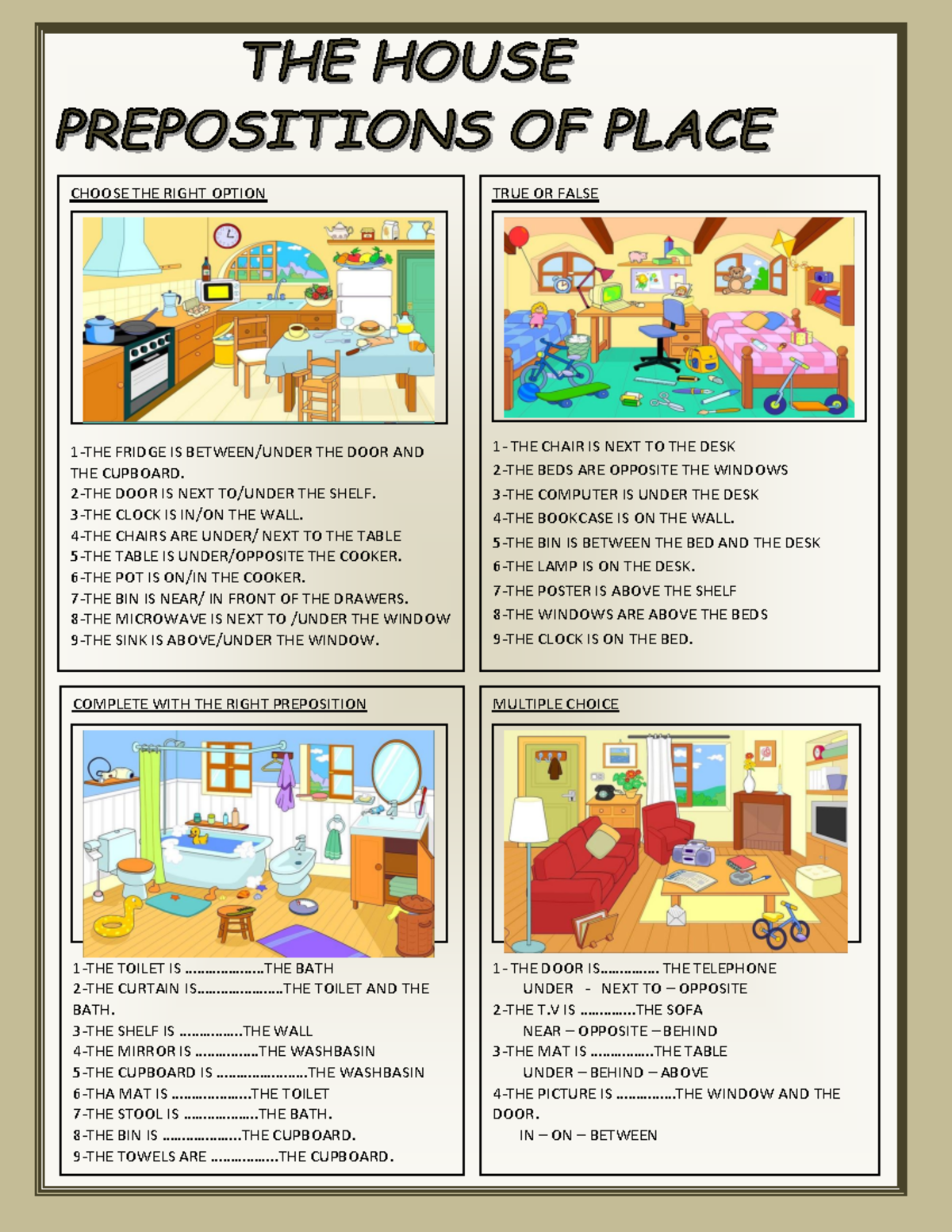 The-house-prepositions-of-place-fun-activities-games 10901 - CHOOSE THE ...