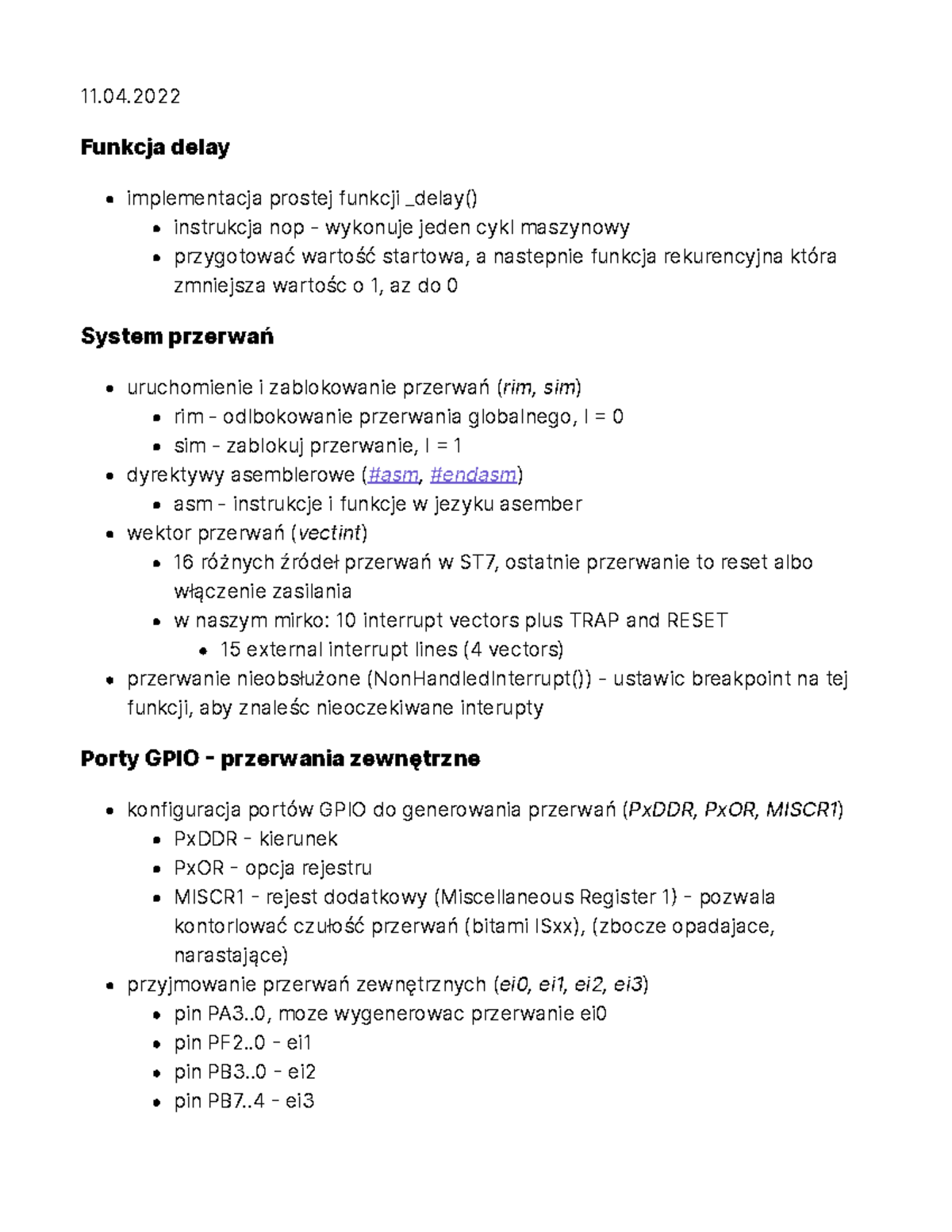 PTM 4 lab - przerwania - 11. Funkcja delay implementacja prostej ...