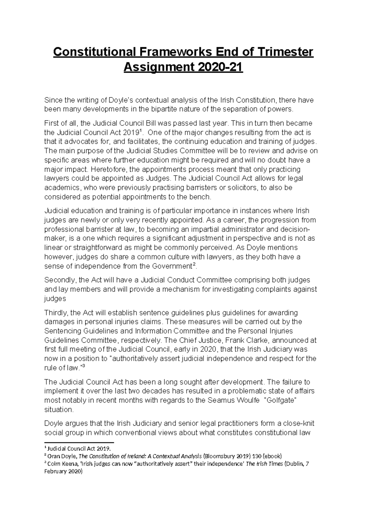 Constitutional Frameworks Final Assignment - Constitutional Frameworks End of Trimester ...