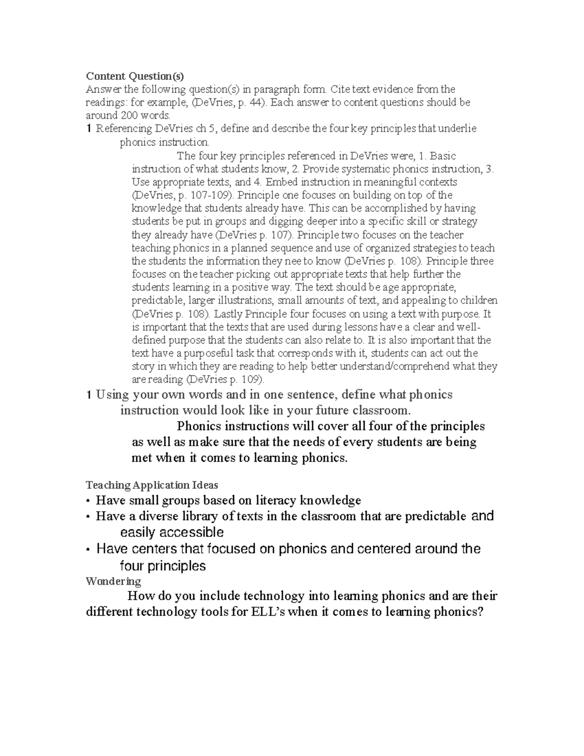 Reading response 6 - Content Question(s) Answer the following question ...