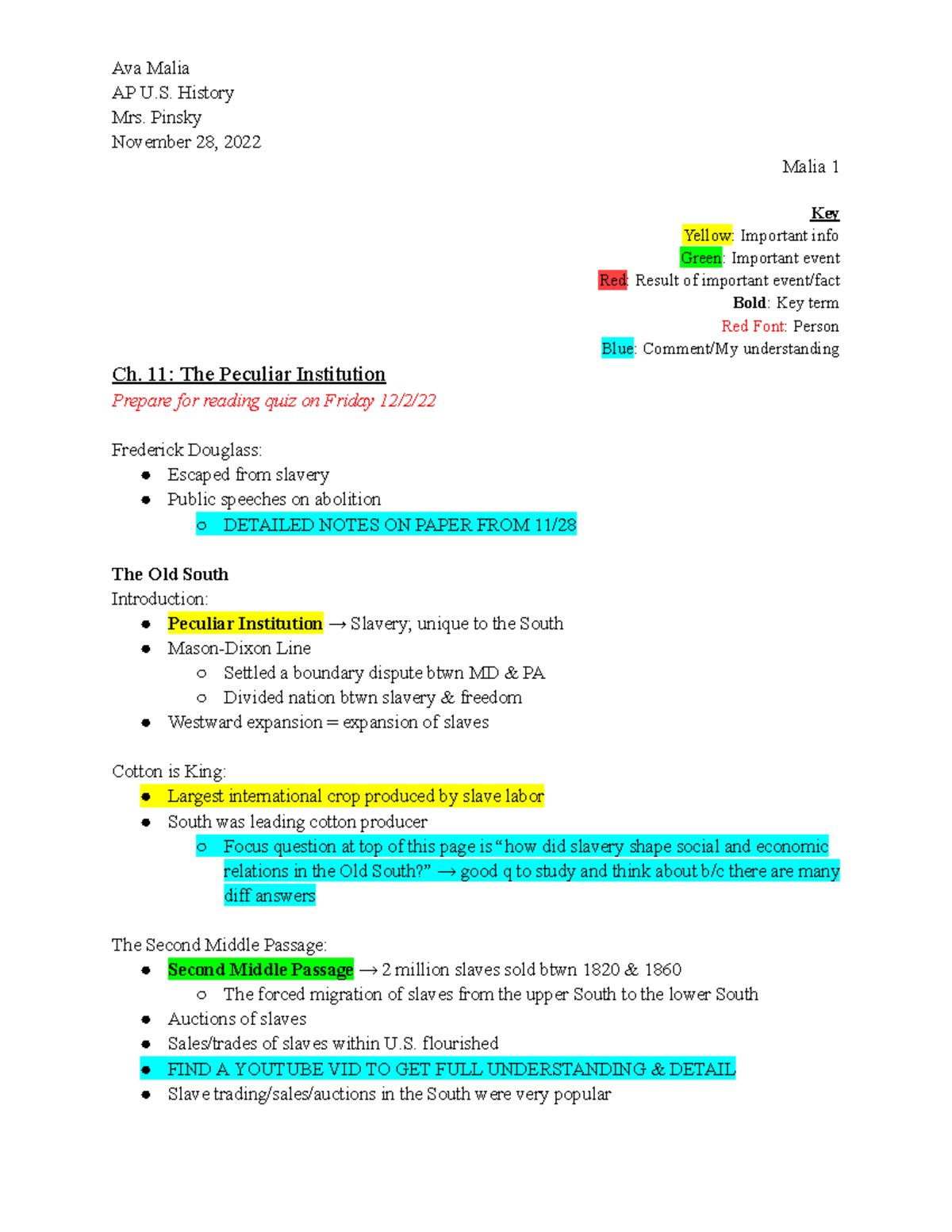 Give Me Liberty! Chapter 11 Notes - Ava Malia AP U. History Mrs. Pinsky ...