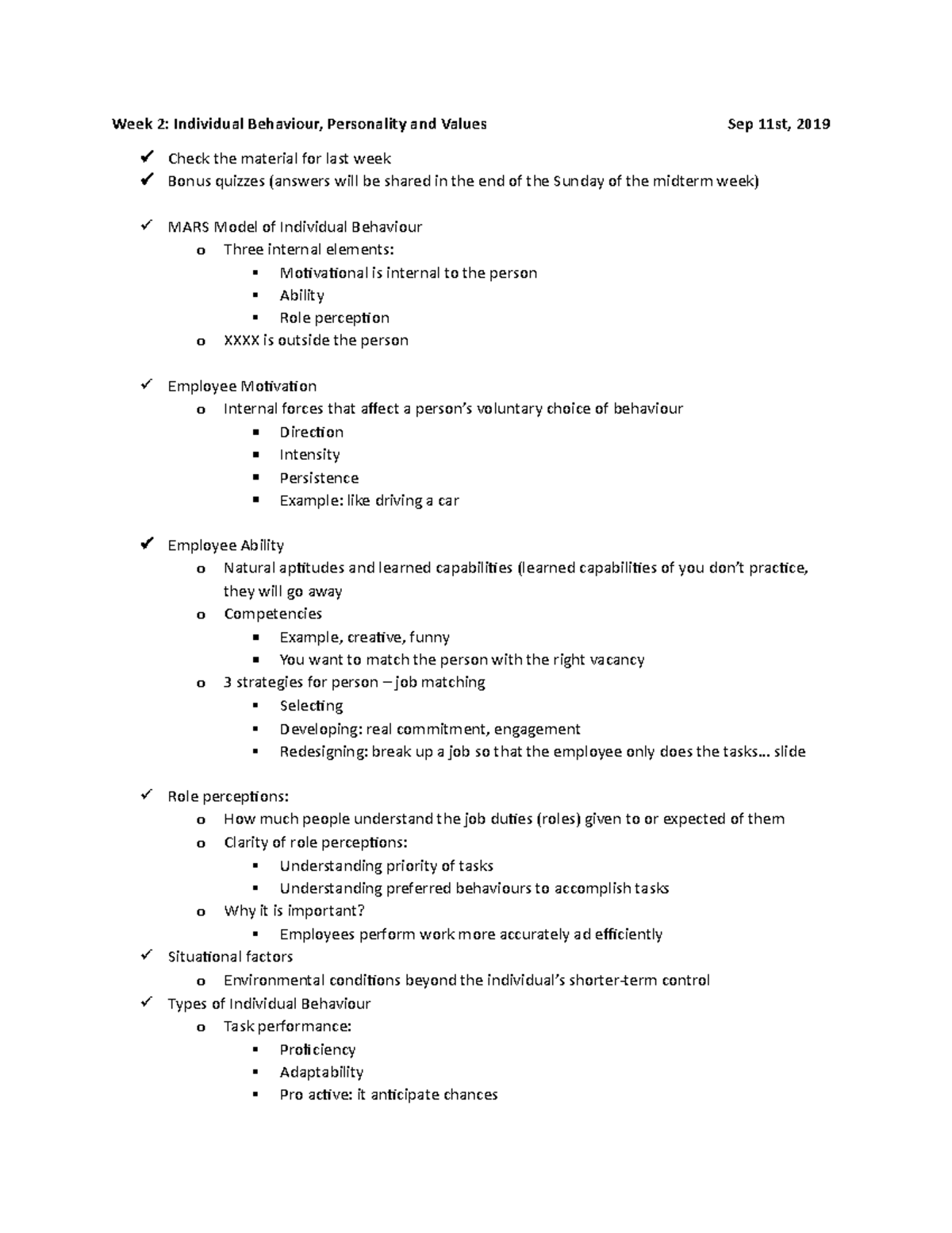 Week 2 -Individual Behaviour, Personality and Values - .. slide Role ...