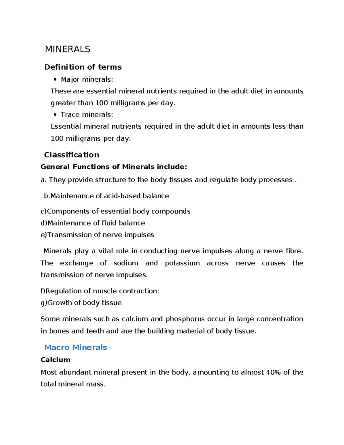 ICM 2118 Human nutrition and dietetics notes 4 - MINERALS Definition of ...