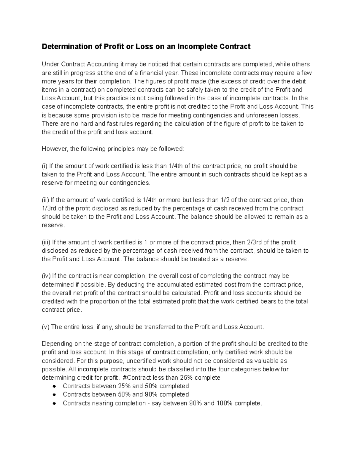 Determination of Profit or Loss on an Incomplete Contract - These ...