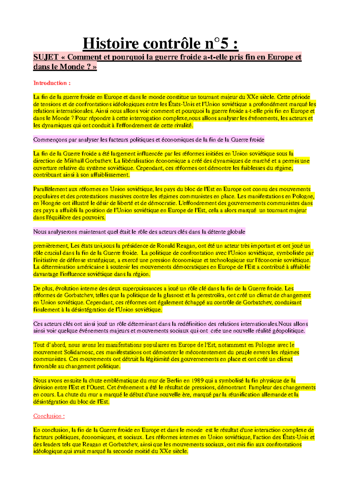 Comment et pourquoi la guerre froide a-t-elle pris fin en Europe et ...