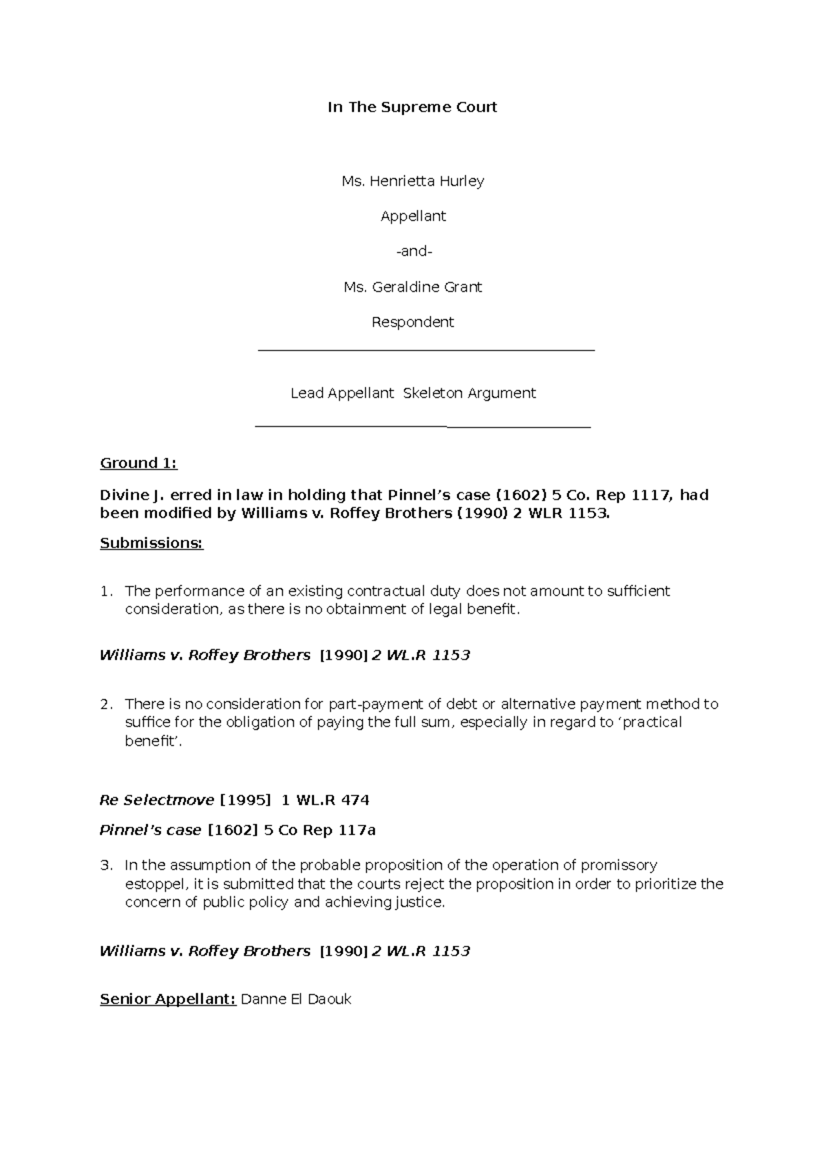 Updated MOOT Skeleton - In The Supreme Court Ms. Henrietta Hurley ...