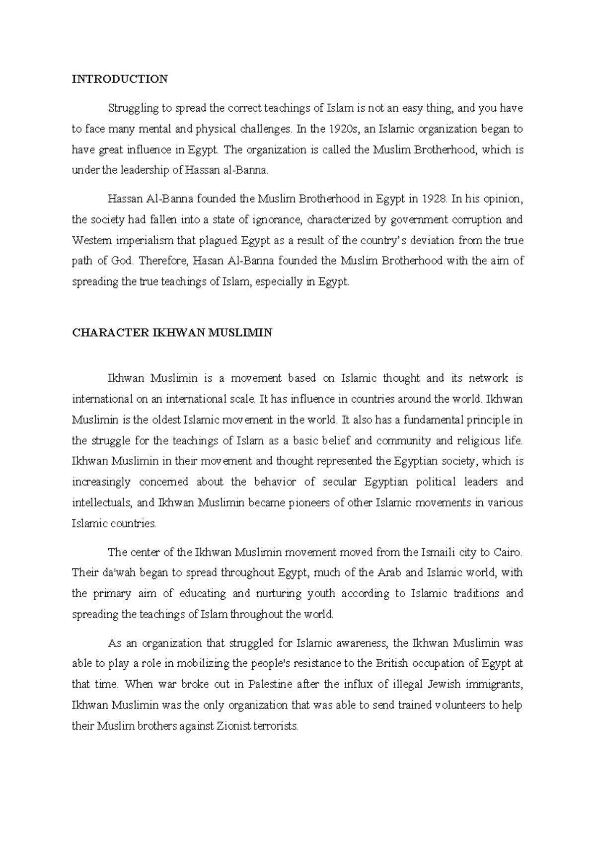Ikhwan muslimin - INTRODUCTION Struggling to spread the correct ...