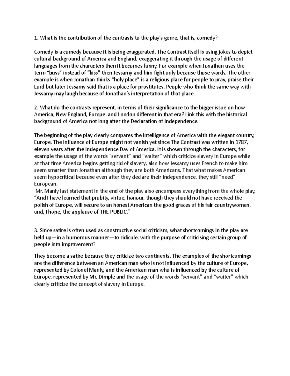 The Contrast Drama - What is the contribution of the contrasts to the ...