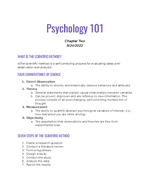 PY 101 - EXAM TWO Review - EXAM TWO REVIEW 30 Multiple Choice ...