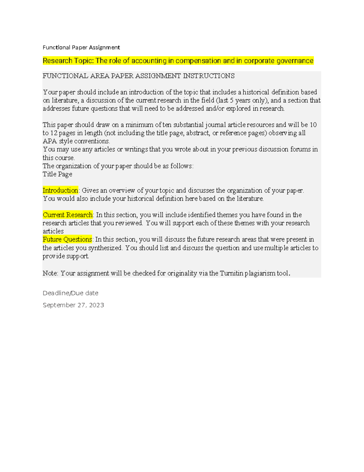 Research Paper-Accounting - Functional Paper Assignment Research Topic ...