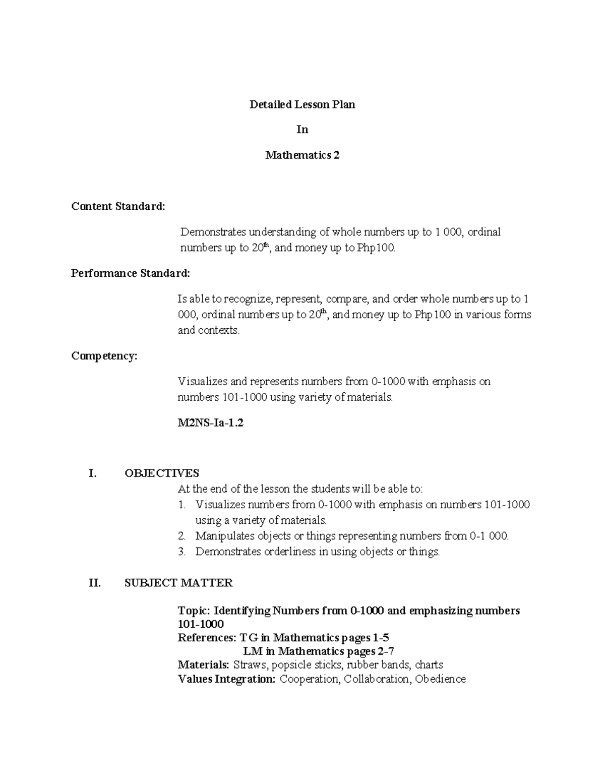 Detailed Lesson Plan In Math 2 - Detailed Lesson Plan In Mathematics 2 ...