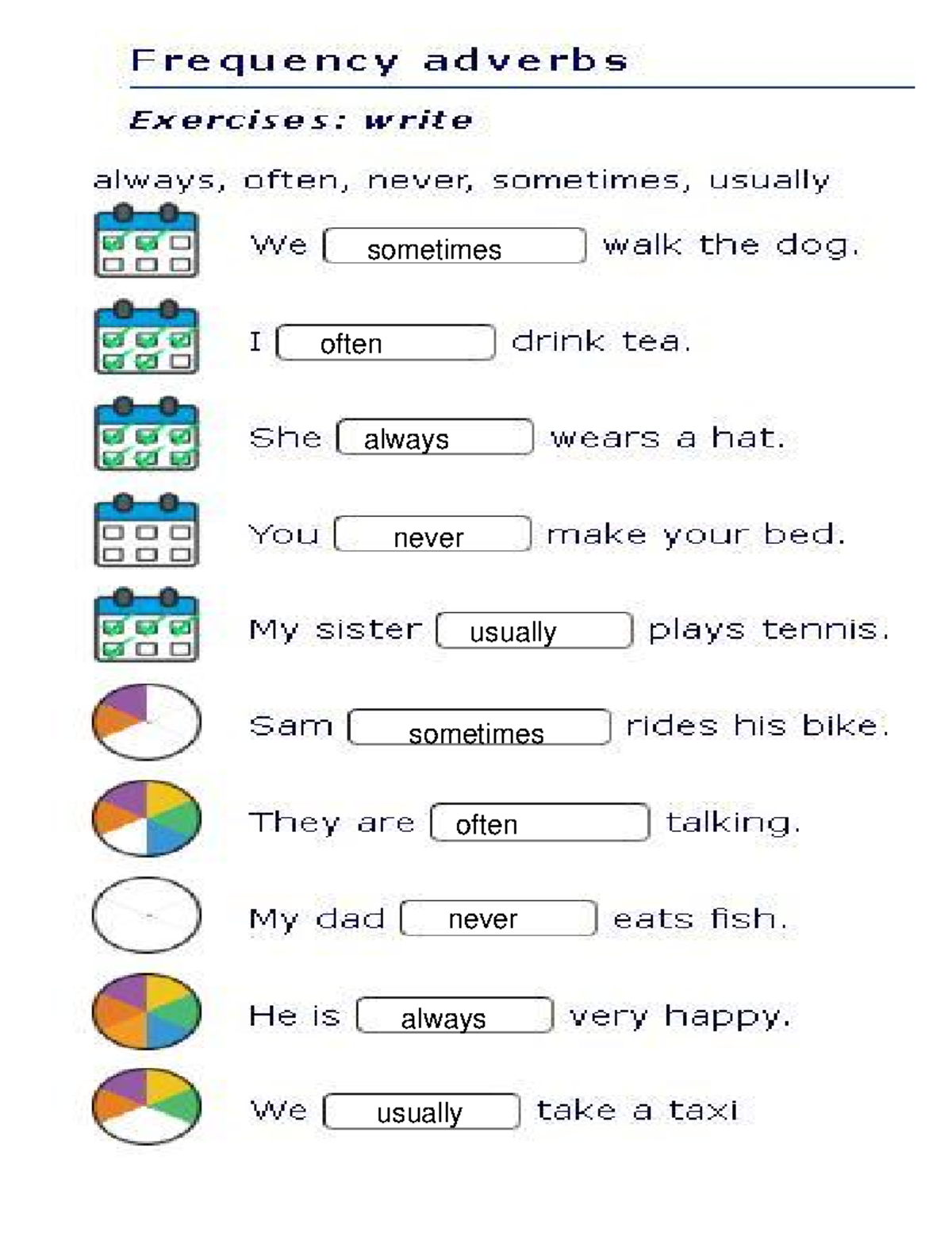 Actividad Adverbs of Frequency - Diseño gráfico - Studocu