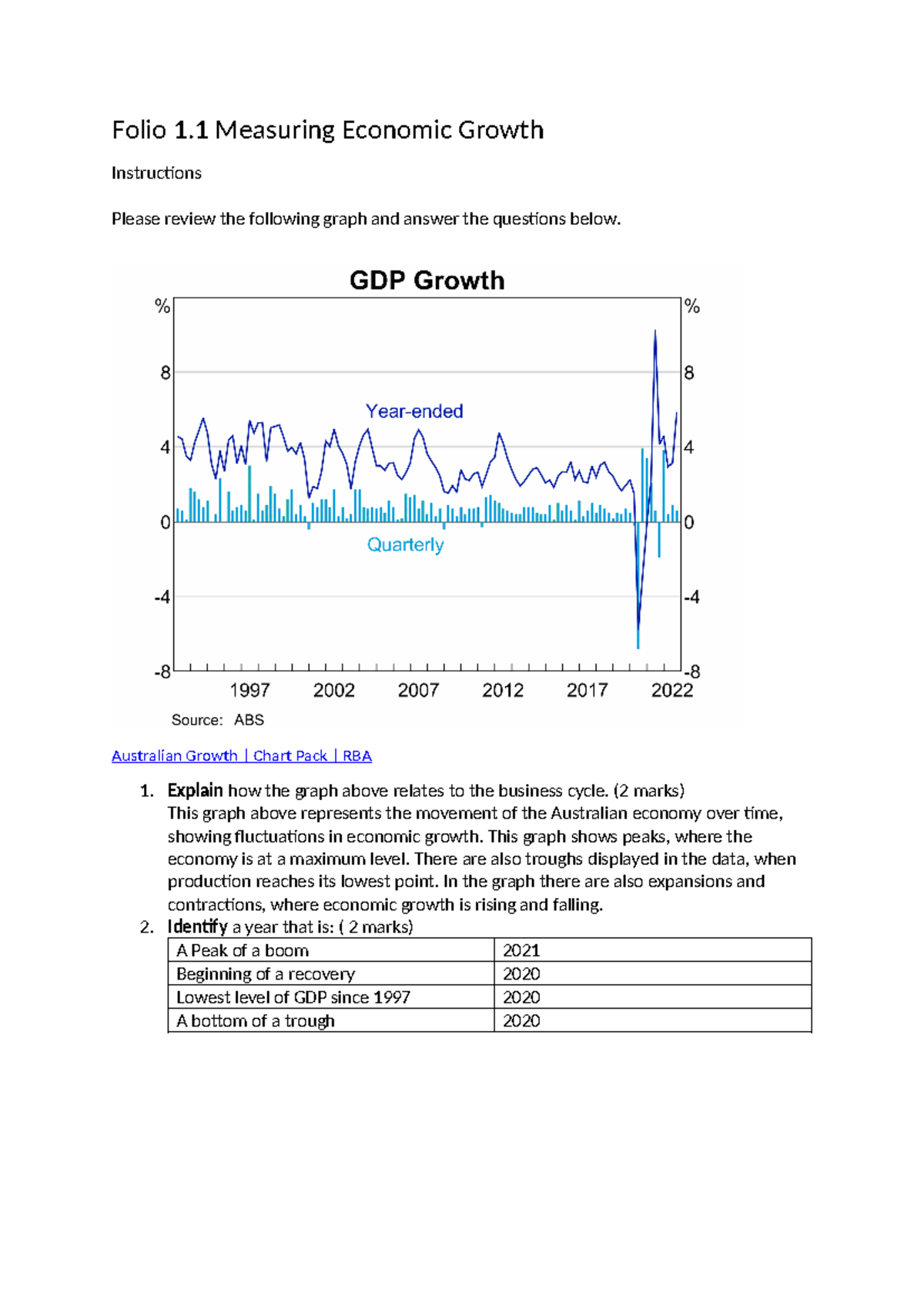 Folio 1.1 Measuring economic Growth - Folio 1 Measuring Economic Growth ...