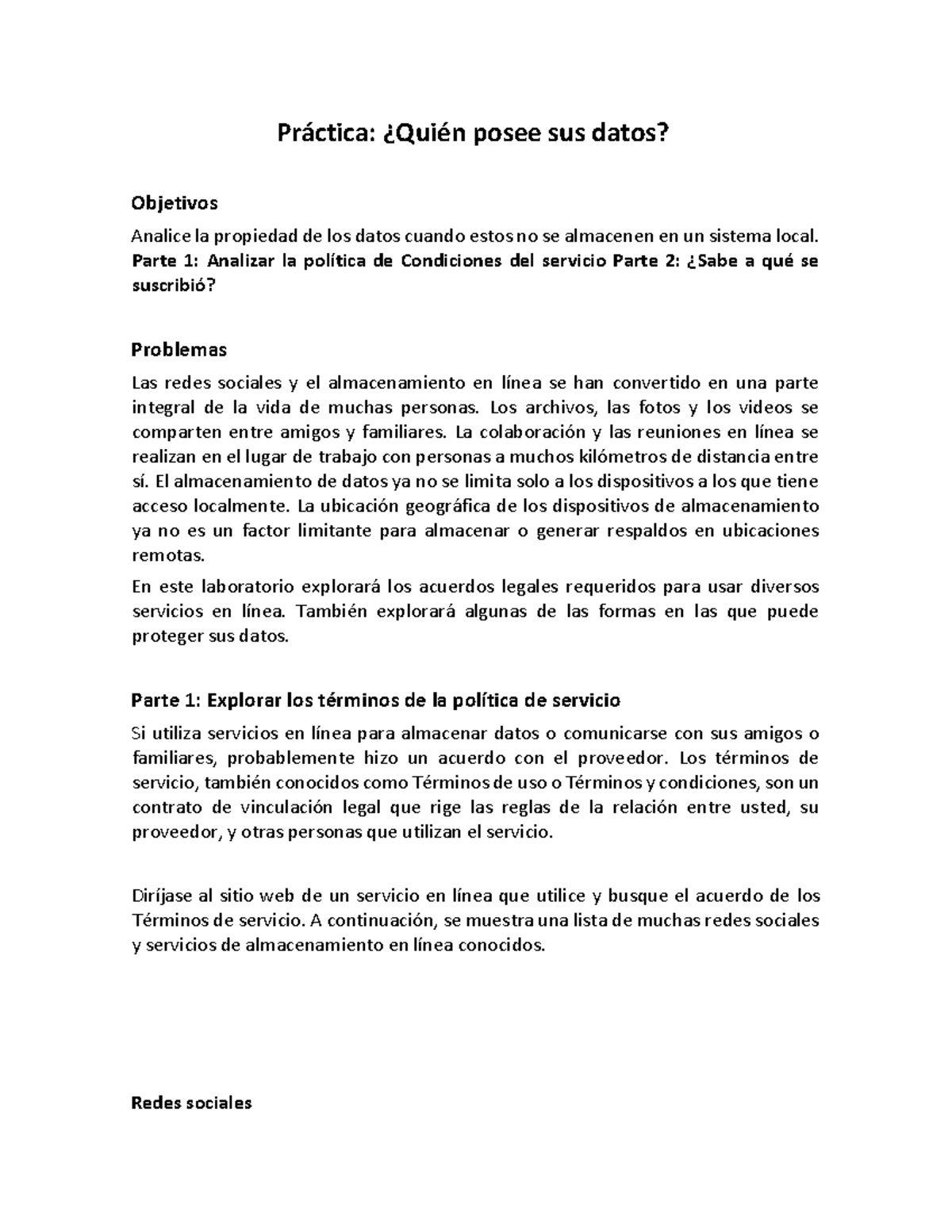 Práctica - Quién posee sus datos 1111 - Pr·ctica: øQuiÈn posee sus ...